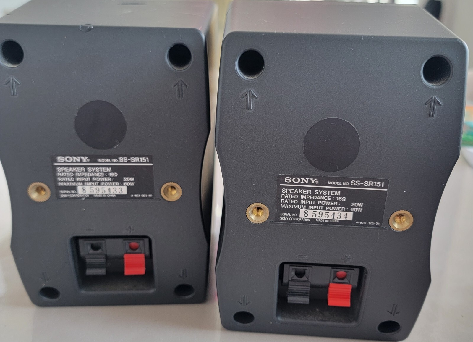 Pair Sony Model SS-SR151 Black Surround Sound, (2) Two Speaker System ...