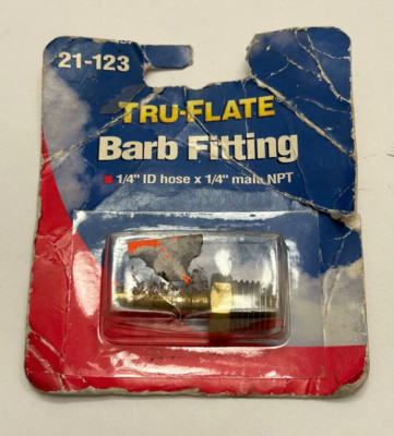 TRU-FLATE 21-123 Barb Fitting 1/4" ID Hose x 1/4" Male NPT - New | eBay