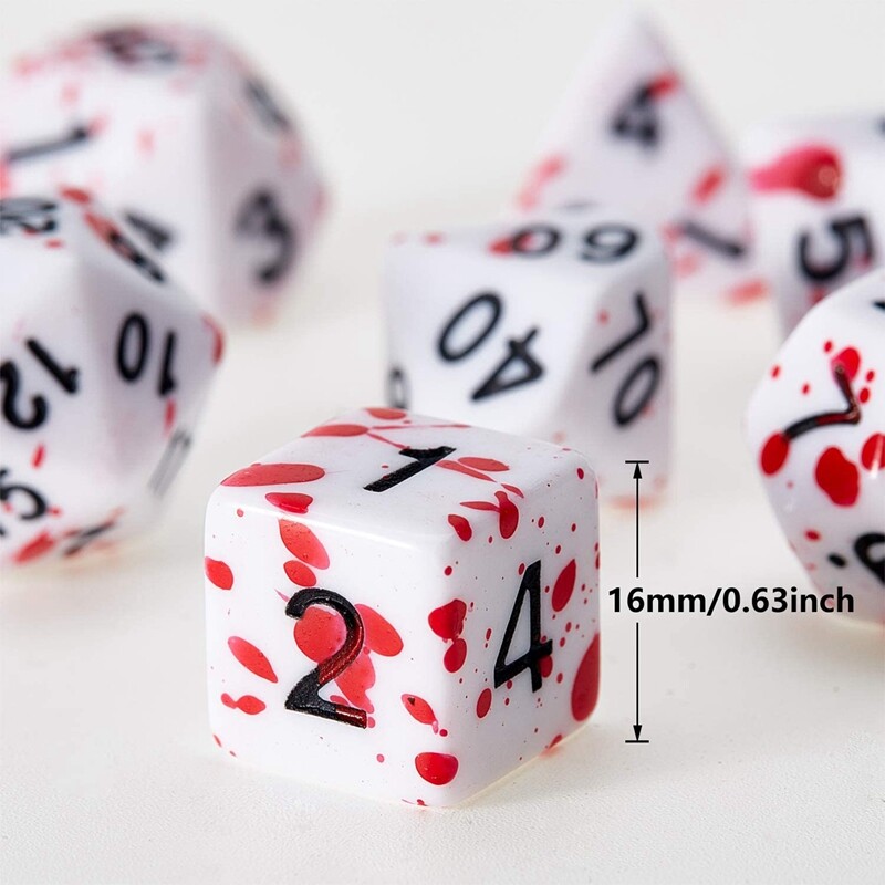 14 Pieces Blood Splatter Dice Polyhedral 7-Die Dice Set for DND ...