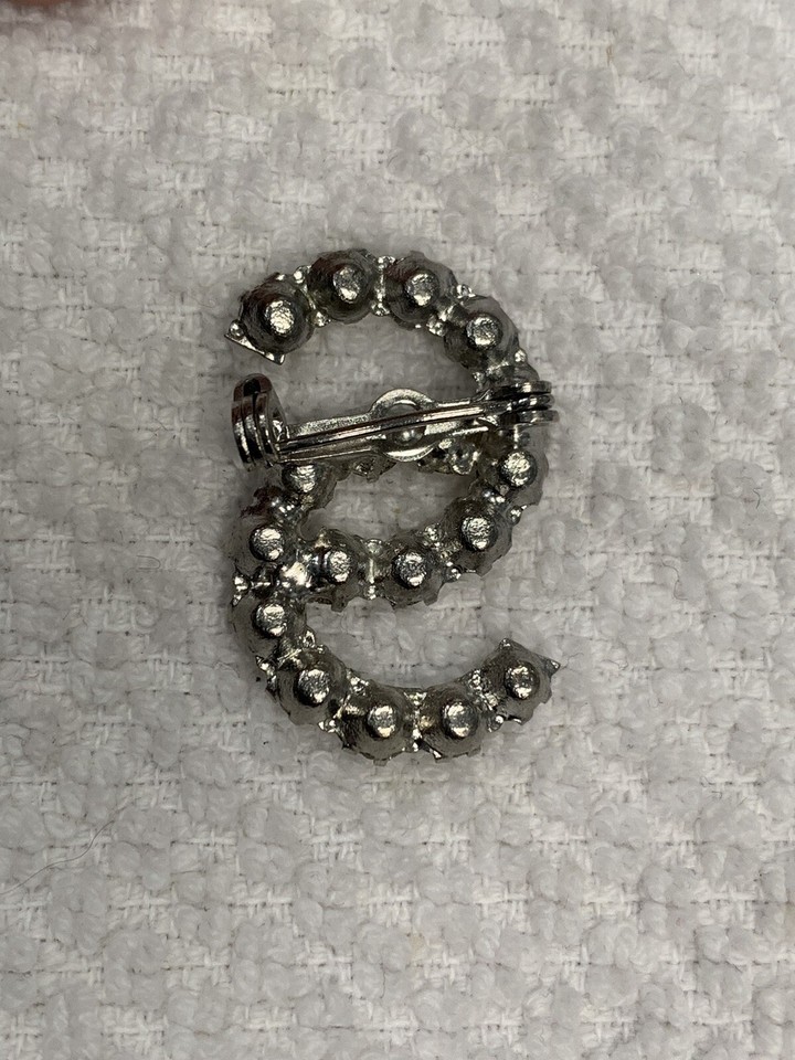 Vintage Silver-tone Pin Brooch with White/Colorless Rhinestones - C Or ...