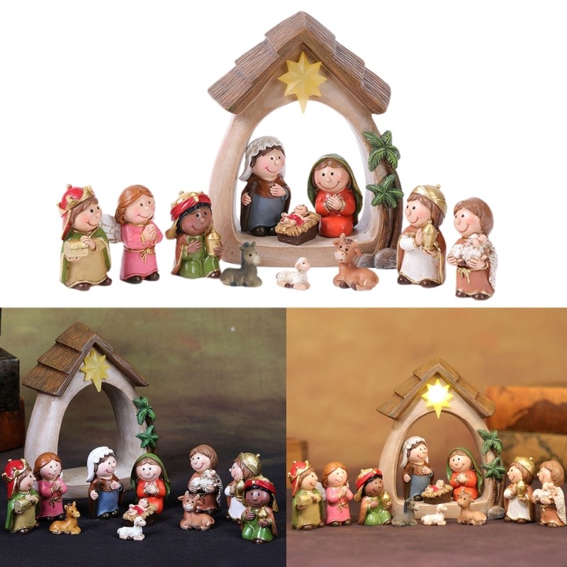 Nativity Scene Figures Resin Statue Set Holy Family Artwork Religious ...