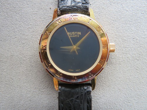 Ladies Austin Quartz Watch Black Dial & Band New Battery | eBay