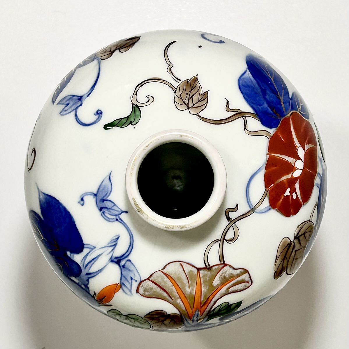 Japanese Antique Morning Glory Overglaze Vase by Tominaga Genroku Meiji ...