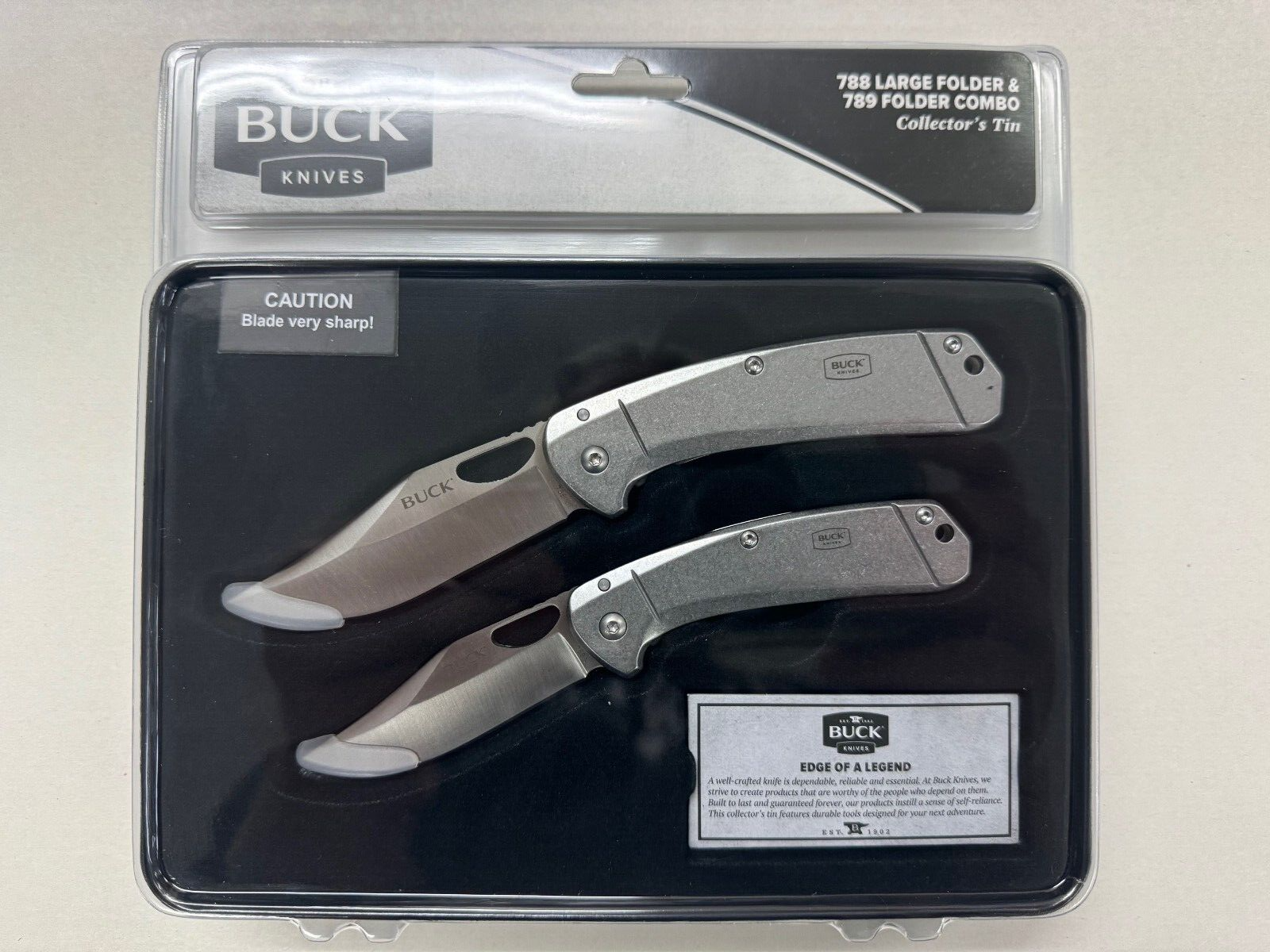NEW Buck 2 Piece Combo Collector's Tin 788 & 789 Frame Lock Folding ...