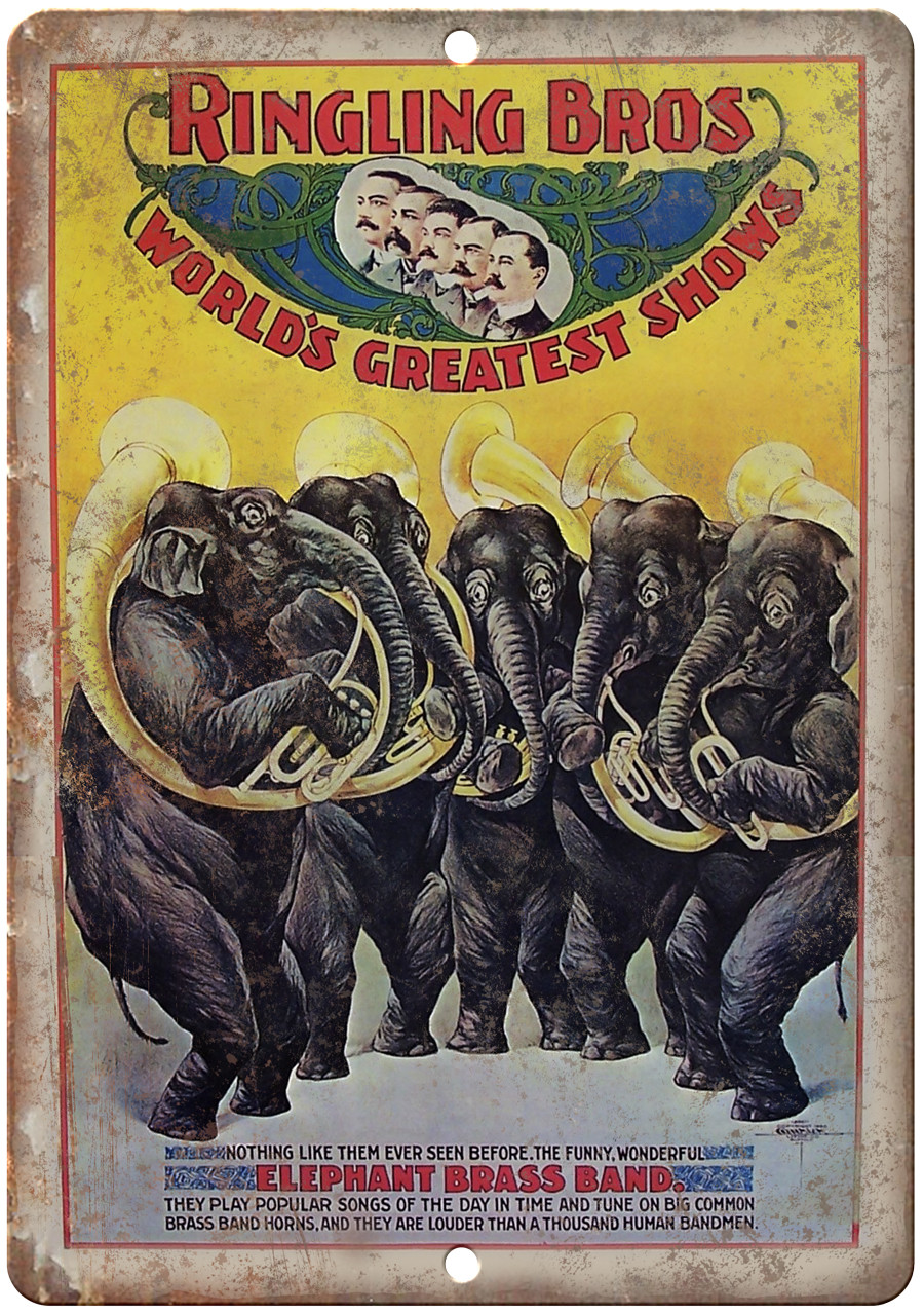 Ringling Bros Elephant Brass Band Poster 12" x 9" Reproduction Metal ...