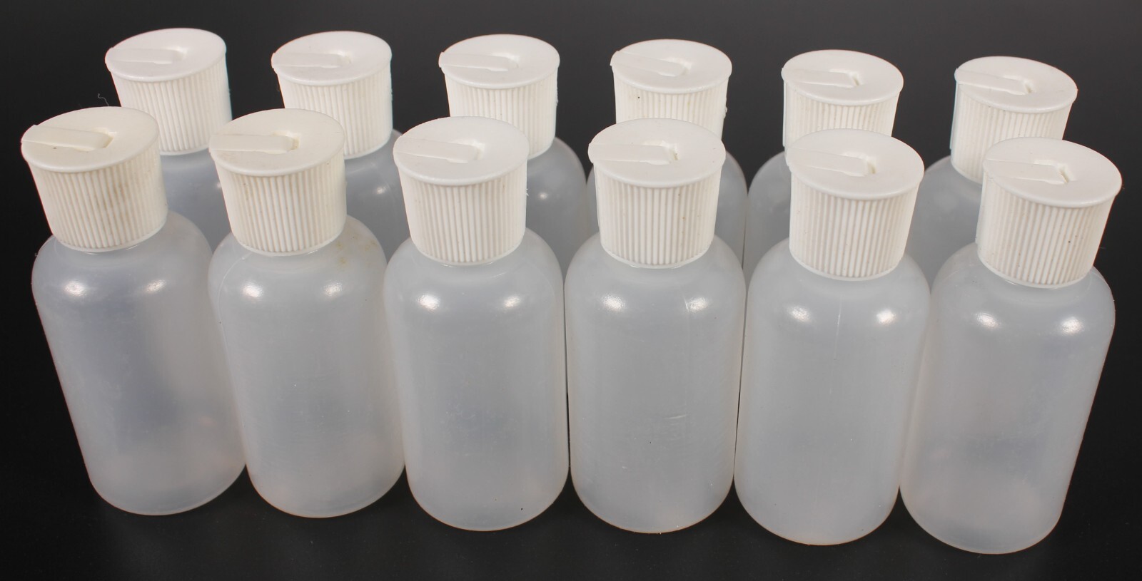 12 pack - 2oz. Plastic Flip Top Boston Round Squeeze Bottles LDPE 60ml New | eBay