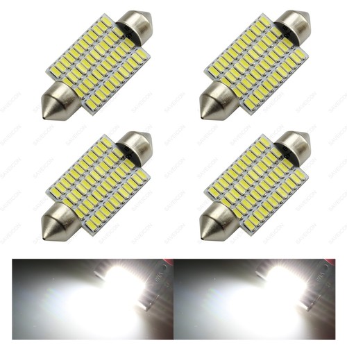 4 X Super White 42mm 48SMD 3014 Festoon Dome Map LED Light 578 211-2 ...