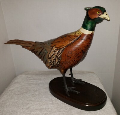 TOM TABER Ringneck Pheasant Wood Hand Carved Signed Decoy Sculpture ...