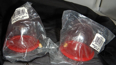 2 Clear Plastic domes with snap in bottom 4 inches tall 2-3/8 diameter ...