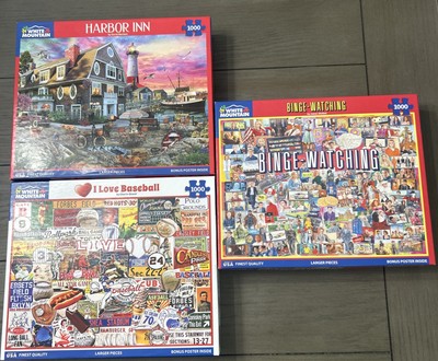 3 White Mountain 1000 pc Jigsaw Puzzles Complete Baseball Binge ...