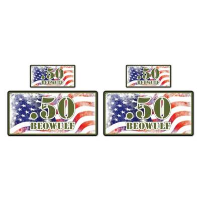 .50 Beowulf Ammo Box Set, Vinyl Decal Sticker, 2@ 1"x2" & 2@ 2"x4 ...