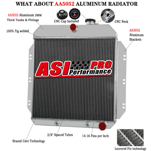 3 Row Aluminum Radiator for 1960-62 Chevy C/K Series C10 C20 C30 Pickup ...