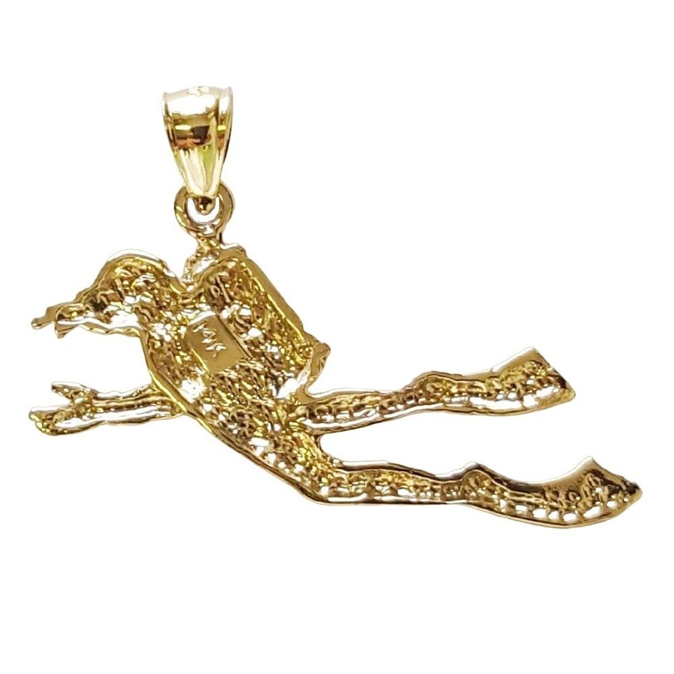 14k Yellow Gold SCUBA DIVER Pendant / Charm, Made in USA | eBay
