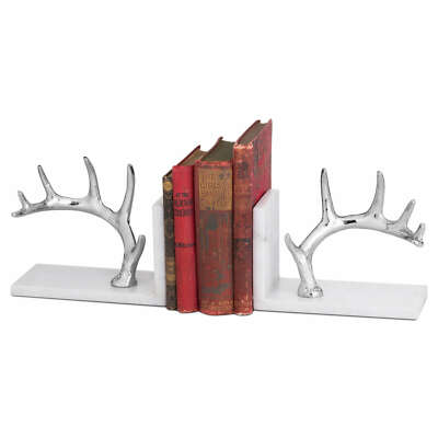 Nickel and Marble Antler Bookends - Style My Pad | eBay UK
