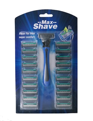 Max Shave 3 Blade Disposable Razors for Men 20 Pack - With Aloe Strip ...