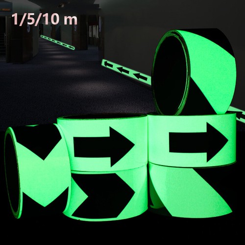 Luminous PVC Sticker Direction Arrows Exit Stair Sign Tape Glow In The ...