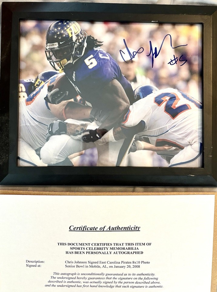 ECU Pirates Chris Johnson CJ2K Autographed Signed COA Tennessee Titans ...