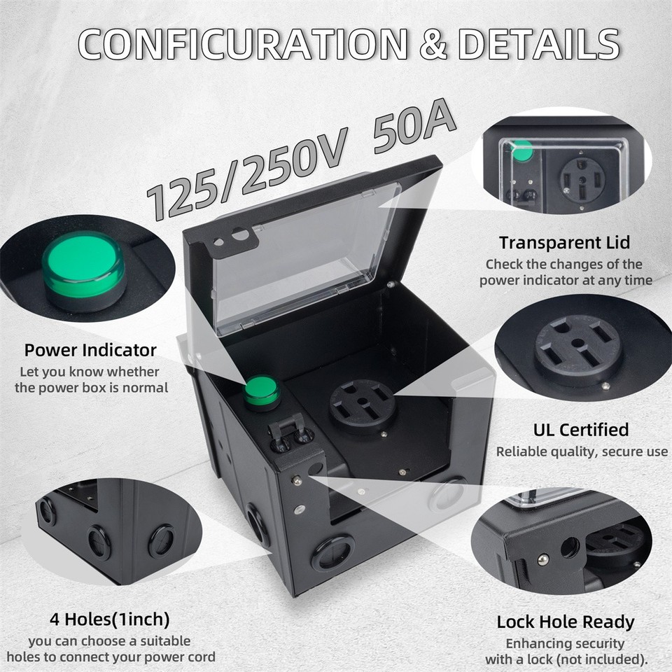 30/50 Amp RV Breaker Box RV Electrical Outlet RV Receptacle RV Outlet ...