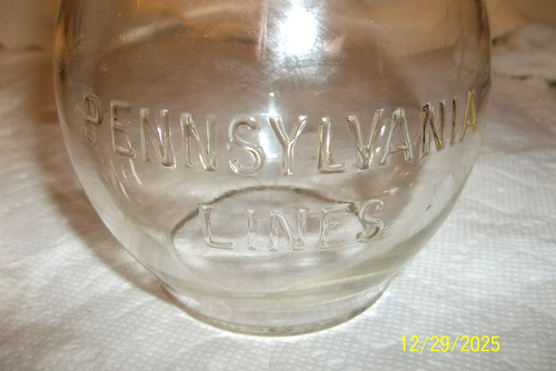 RAILROAD LANTERN CLEAR GLOBE - CAST- PENNSYLVANIA LINES - EXTENDED BASE ...