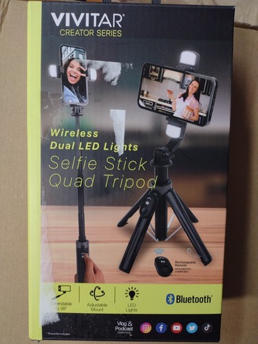 Vivitar Wireless Dual LED Light - Selfie Stick Tripod Brand New OPEN ...
