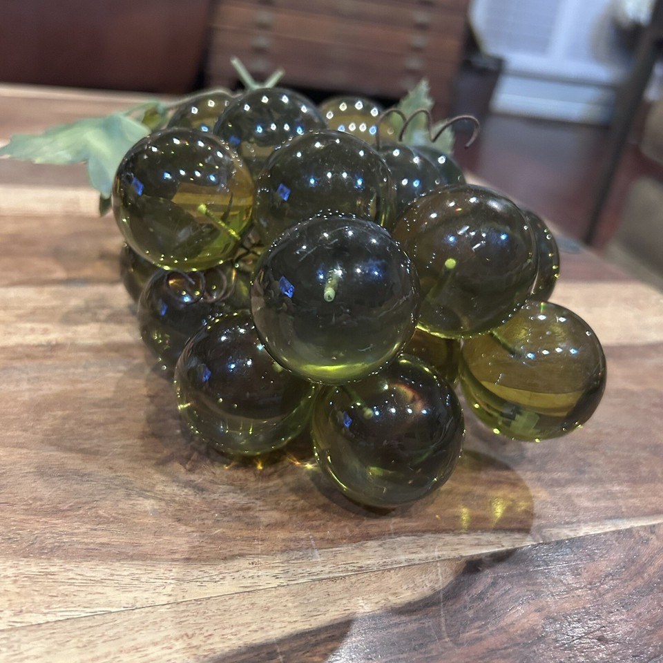 Vintage Large Green Lucite Grapes - 20 Grapes. Cluster is Approx 8” X 3 ...