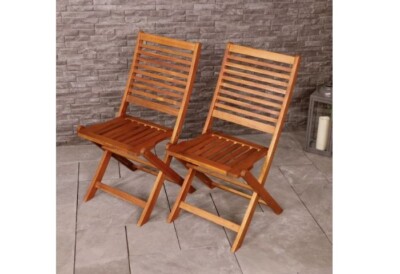 FSC® Certified Acacia Wood Pair of Outdoor Foldable Chairs - grade B ...