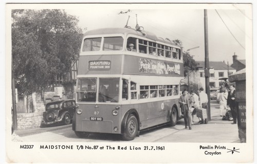 Pamlin; Maidstone Trolleybus 87 At the Red Lion 21-7-1961 M2337 RP PPC ...