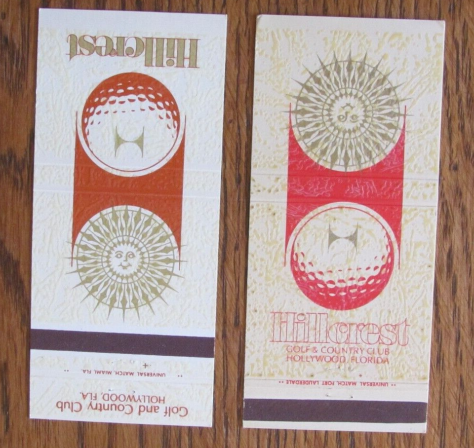 HILLCREST GOLF & COUNTRY CLUB MATCHBOOK COVERS: HOLLYWOOD, FL ...