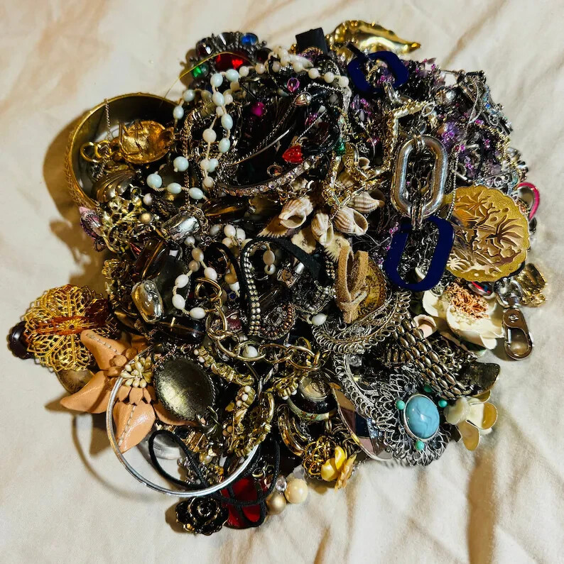 Estate Lot- Junk Drawer Old & new MIXED ITEMS-Jewelry, Trinkets, Coins ...