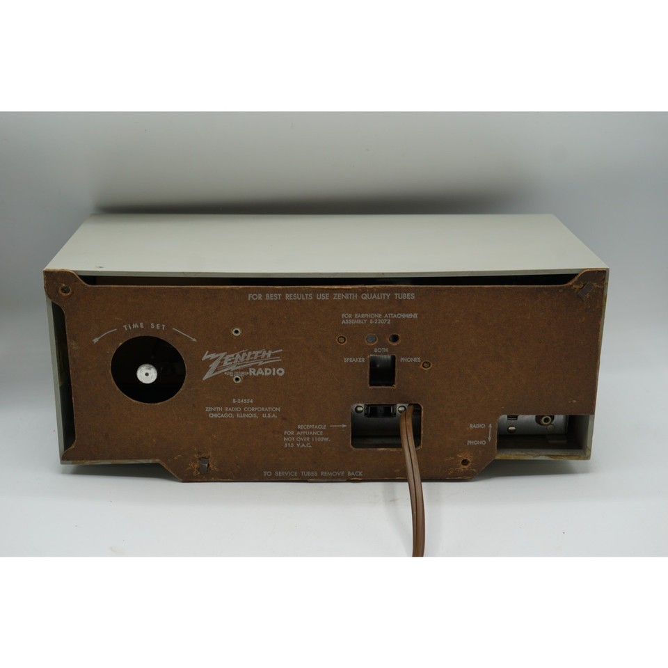 Vintage Zenith Tube AM Clock Radio Telechron Alarm S-24554 | eBay