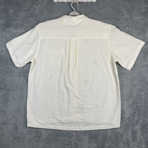 Ocean Pacific OP Shirt Men XL Ivory Rayon Hawaii Beachy Surf Palm Tree ...