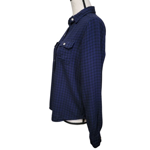 Universal Thread Blue Black Gingham Shirt Womens Sz XS Button Front ...