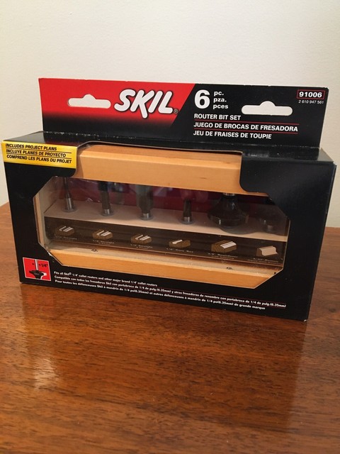 SKIL 91006 6-piece Carbide Router Bit Set in Wooden Storage Case for ...