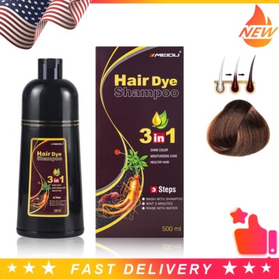 Dark Brown Hair Dye Shampoo Instant 3in1 Color Dye Shampoo for All Hair ...