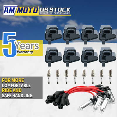 Fit For Chevy GMC 4.8L 5.3L 6.0L Square Ignition Coil & Spark Plug Wire ...