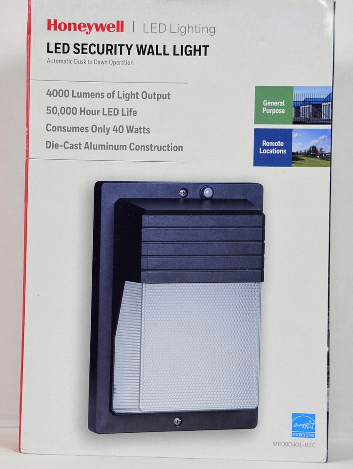 Honeywell 4000 Lumen Led Wall Pack Photocell Commercial Outdoor ...