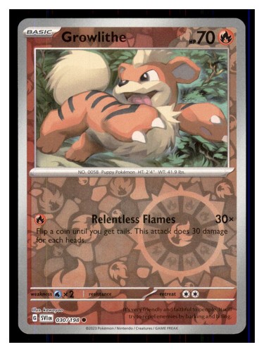 Growlithe Reverse Holo - Scarlet & Violet Base Set 030/198 -Common ...