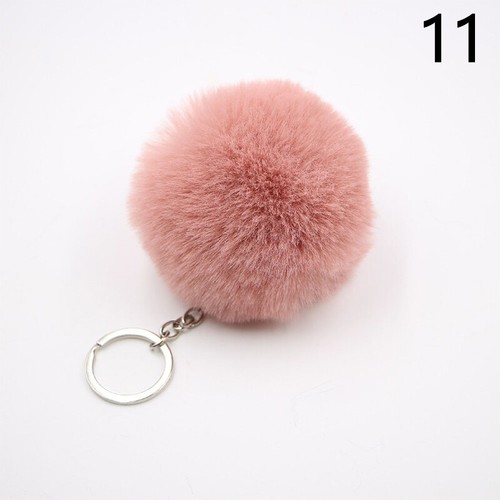 Soft Fur Fluffy Ball Keychain PomPom Key Chains Keyring Charms Handbag ...