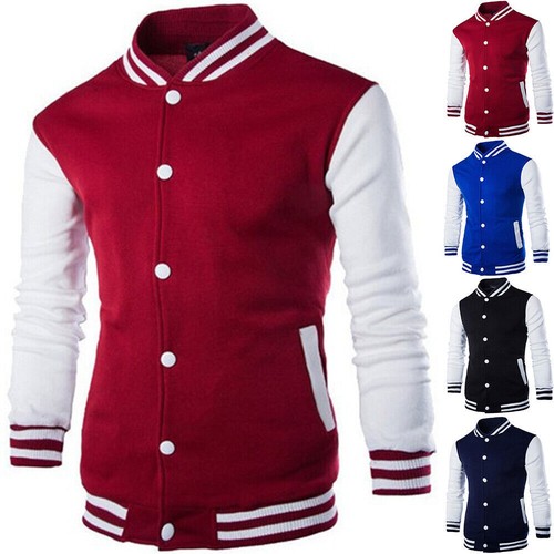 Men Women Retro Baseball Jacket Coat College Outwear Tops Sport Casual ...