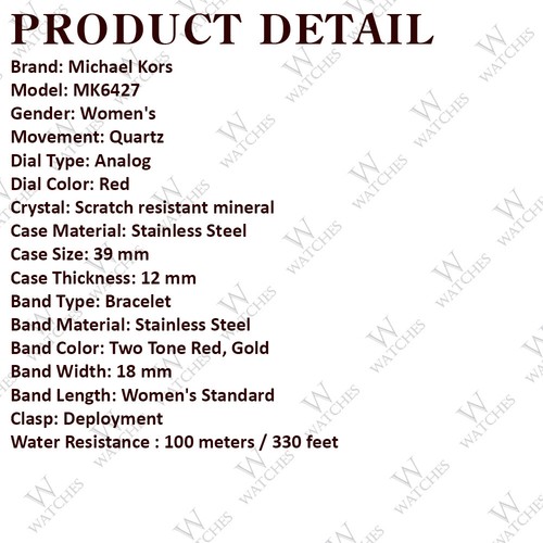 Michael Kors Parker Red Women Wristwatch MK6427 for sale online | eBay