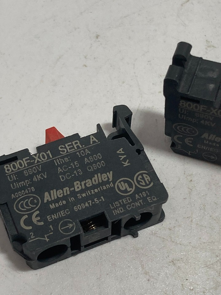 ALLEN BRADLEY 800F-X01 CONTACT BLOCK 1NC 600V 10A SERIES A (LOT OF 2 ...