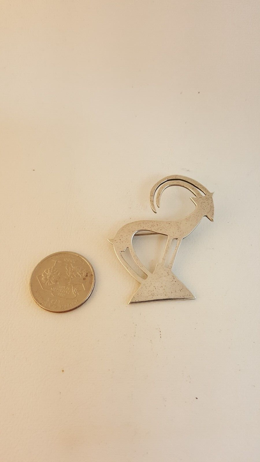 Vintage modernist stylized ram goat brooch pin Forbes… - Gem