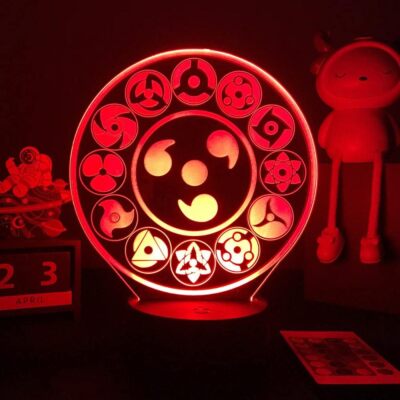 3D LED Acrylic Night Light with 16 Colors Anime Naruto Mangekyo ...