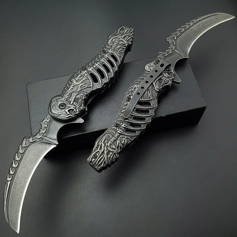 Skeleton Pocket Knife Spring Assisted Grim Reaper Design 8" Open ...