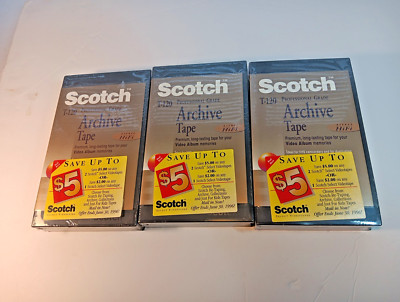 Scotch Gold T-120 Professional Grade Archive VHS Stereo HiFi Blank Tape ...
