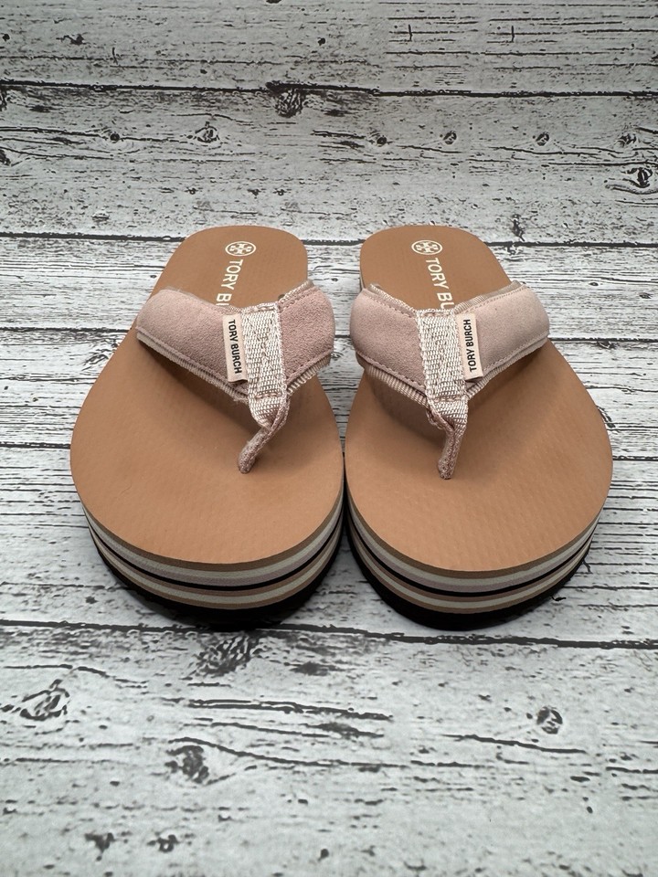 NEW Tory Burch 70s Retro Flat Platform Flip Flops Sandals Mallow Pink ...