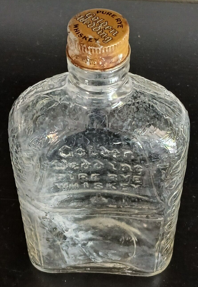 Pure Rye Golden Wedding Whiskey Glass Bottle 7.5" Tall Vintage | eBay
