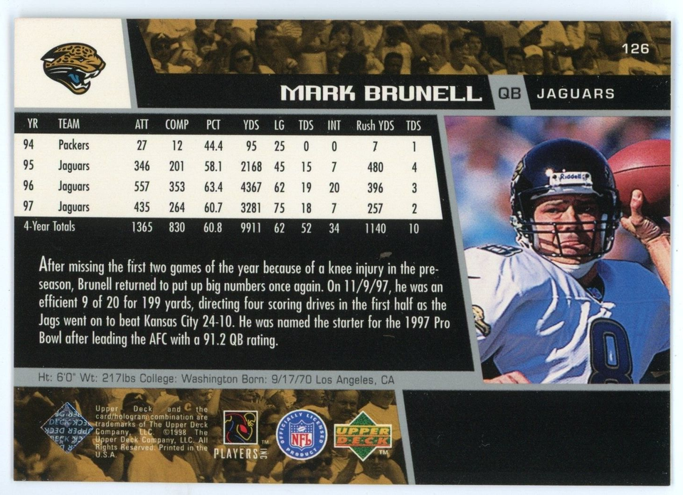 1998 Upper Deck Mark Brunell Card #126 | eBay
