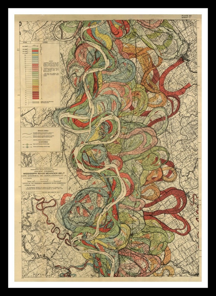 Mississippi River, Art Print, Fisk Mississippi Valley, Harold Fisk Maps ...