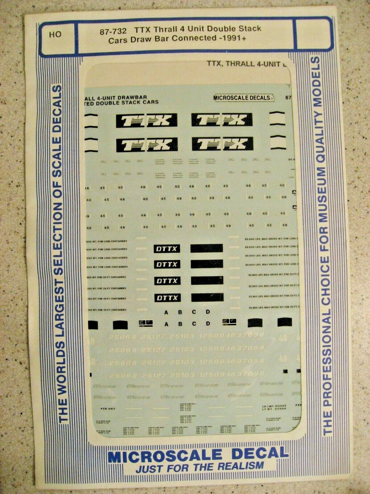 Microscale Decal HO 87-732 TTX Thrall 4 Unit Double Stack Cars Draw Bar ...